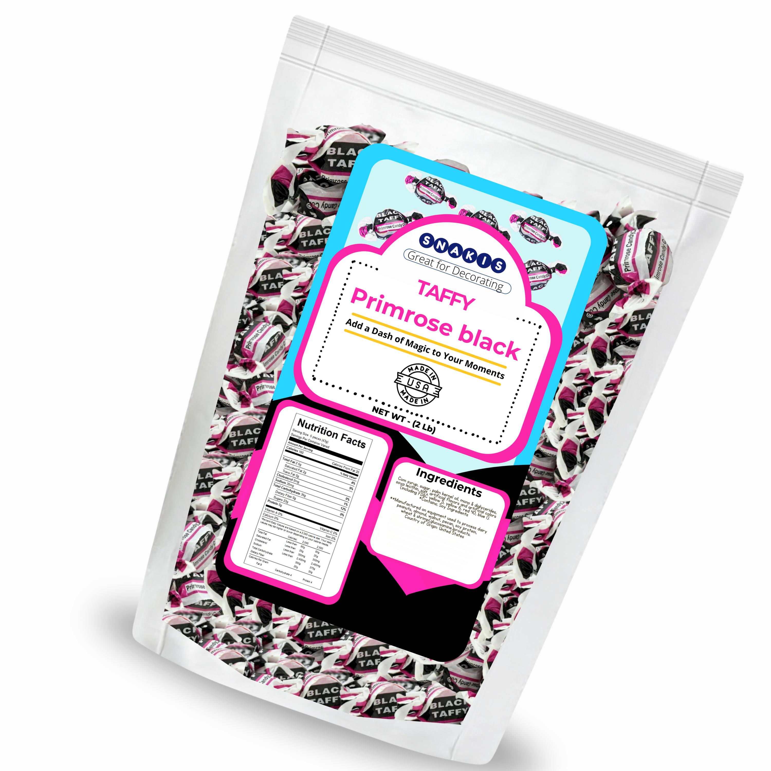 Black Jack Taffy - Bulk Candy Individually Wrapped - 2 Lb- Snakis ...
